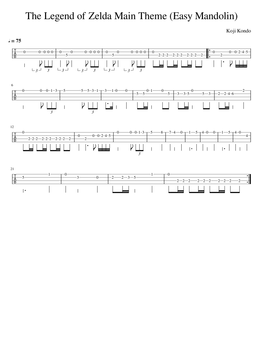 The_Legend_of_Zelda_Main_Theme_Easy-mandolin Sheet Music and Tab for ...