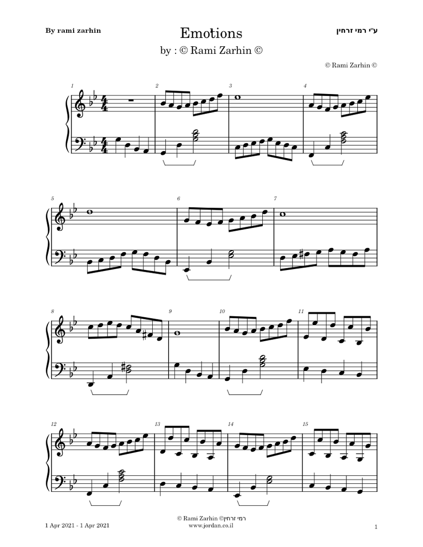 Emotions Sheet music for Piano (Solo) | Musescore.com
