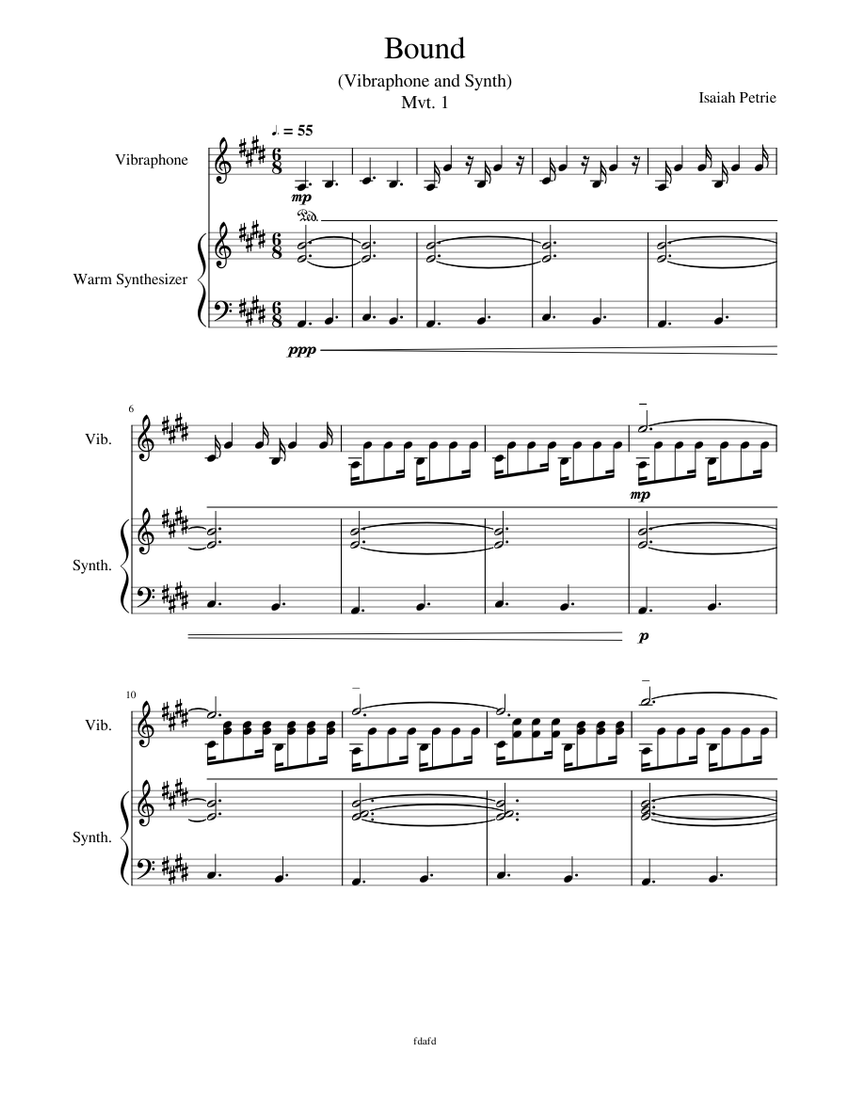 Bound (Vibes and Synth) Sheet music for Vibraphone, Synthesizer (Mixed Duet) | Musescore.com
