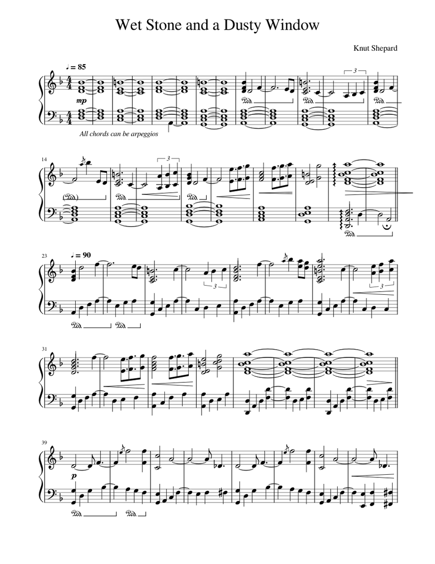 Wet Stone and a Dusty Window Sheet music for Piano (Solo) Easy ...