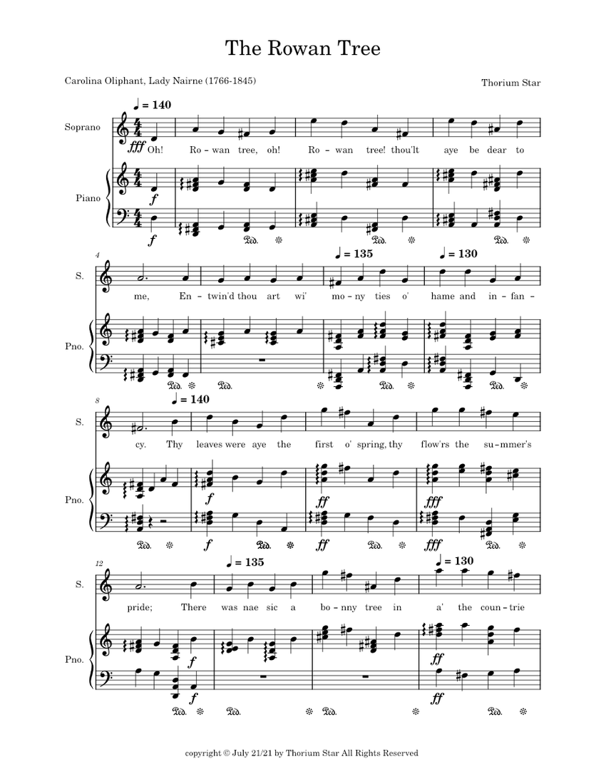 The Rowan Tree Sheet music for Piano, Soprano (Piano-Voice) | Musescore.com
