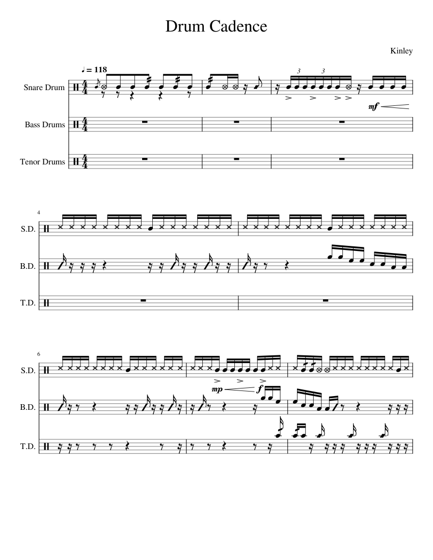 Drumz Sheet music for Snare drum, Tenor drum, Bass drum (Marching Band ...