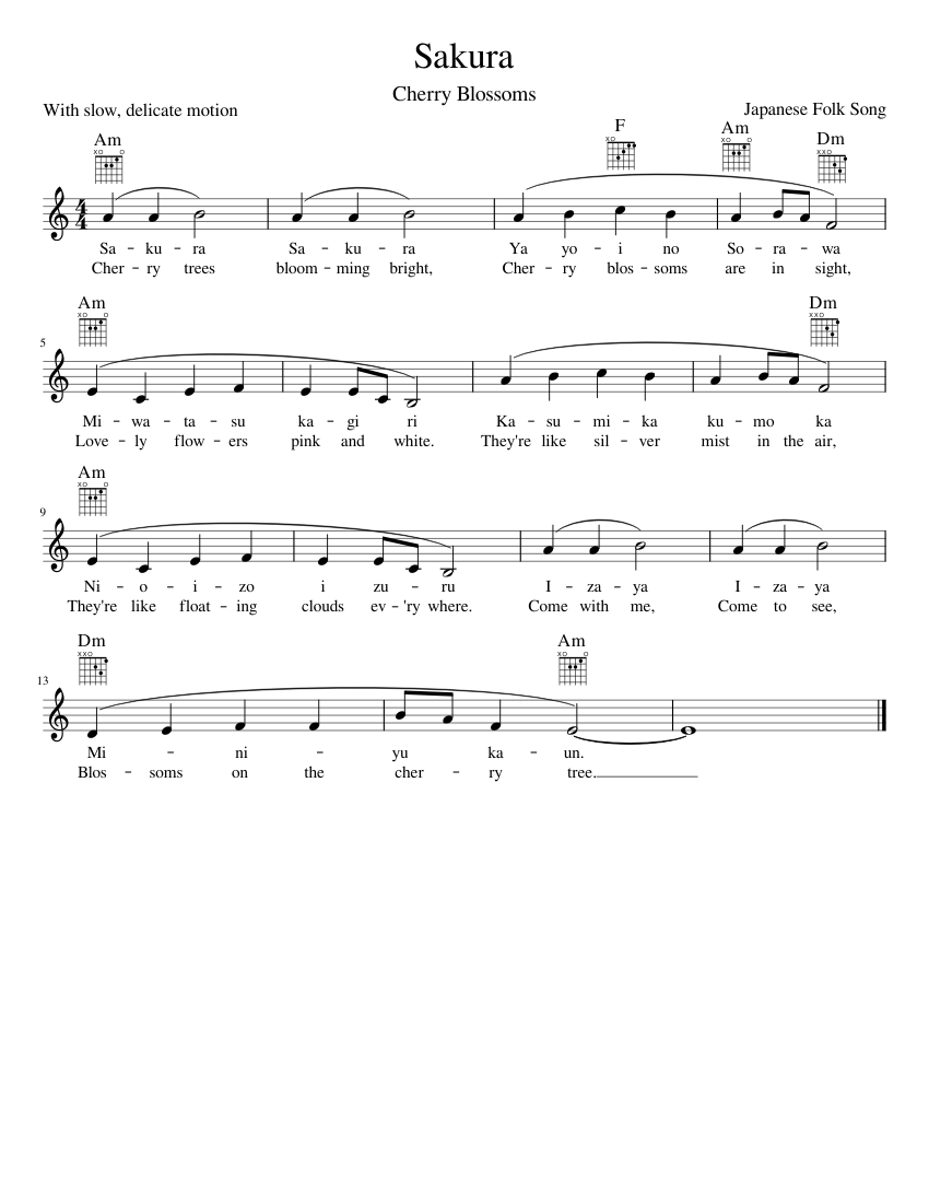 Sakura Sheet Music for Piano (Solo) easy | MuseScore.com