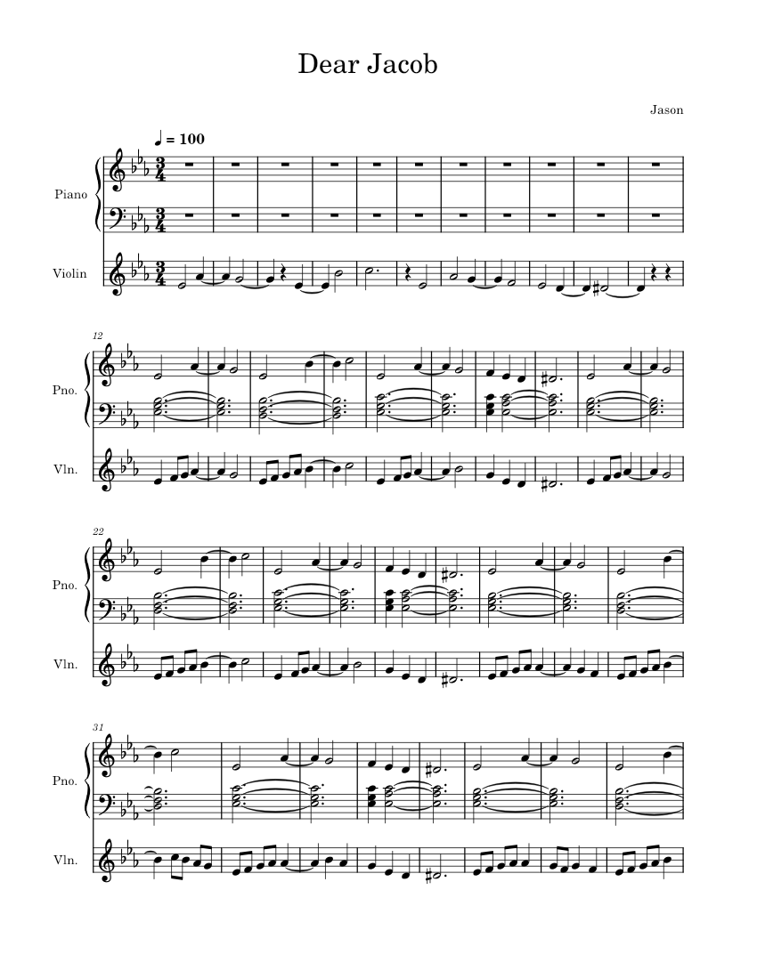 Dear Jacob Sheet music for Piano, Violin (Mixed Duet) | Musescore.com
