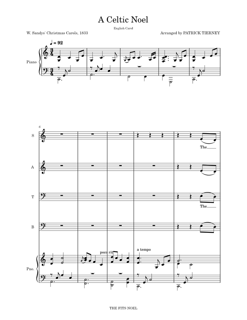A Celtic Noel SATB Sheet music for Piano (Mixed Quintet) | Musescore.com