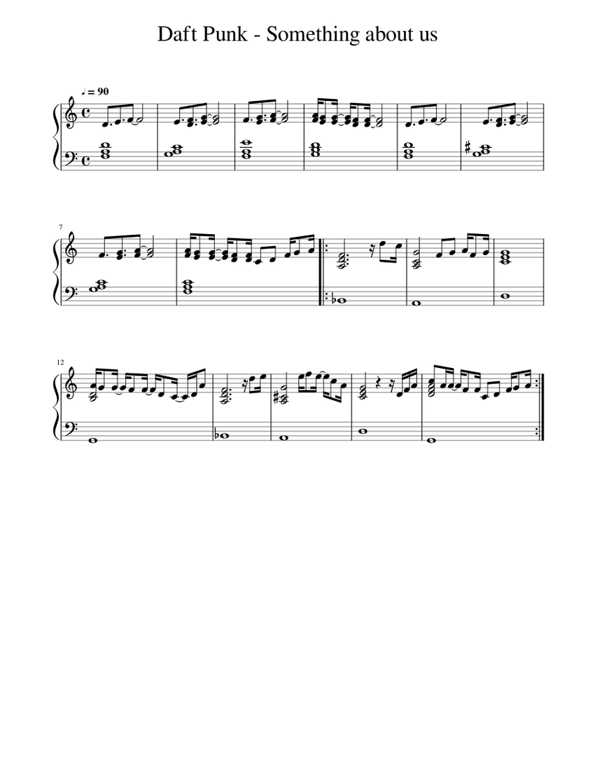 Daft Punk - Something about us Piano Sheet Music for Piano (Solo) Easy | MuseScore.com