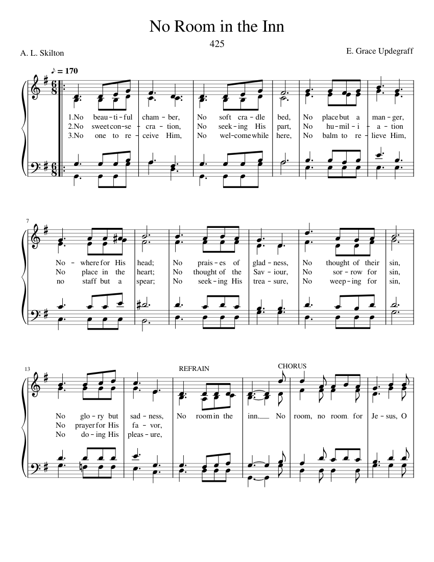425 No Room in the Inn Sheet music for Piano (Solo) Easy | Musescore.com