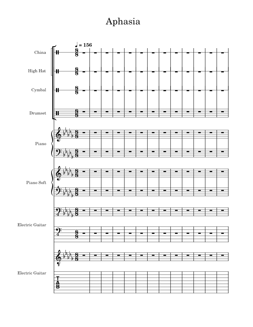 Seven - Aphasia Sheet music for Piano, Crash, Guitar, Drum group (Mixed ...