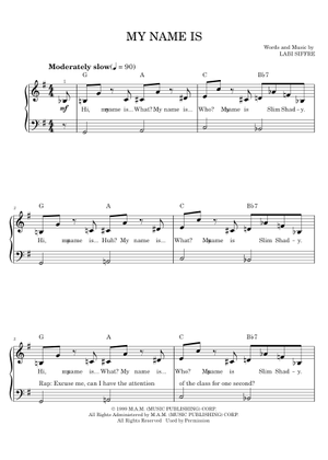 Play Official version of My name is Sheet Music by Eminem for Piano ...
