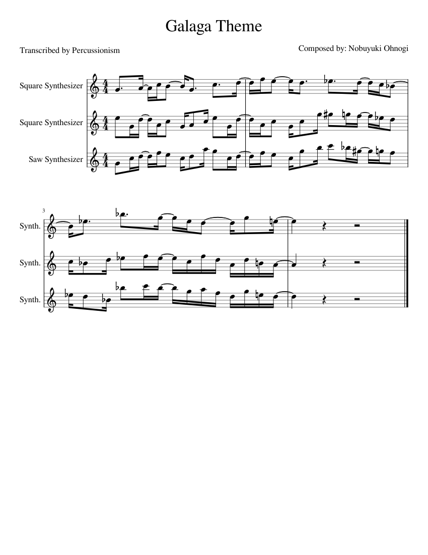 Galaga Theme Sheet Music for Synthesizer (Mixed Ensemble) | MuseScore.com