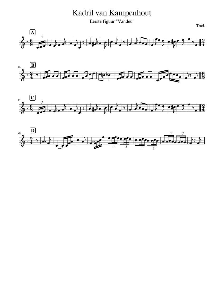 Traditional music - Kadril van Kampenhout Sheet music for Piano (Solo ...