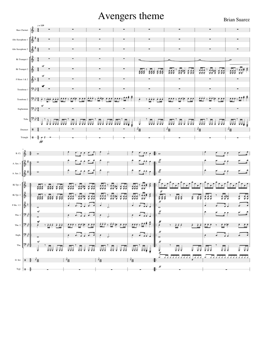 Avengers theme Sheet music for Trombone, Euphonium, Tuba, Clarinet bass & more instruments ...