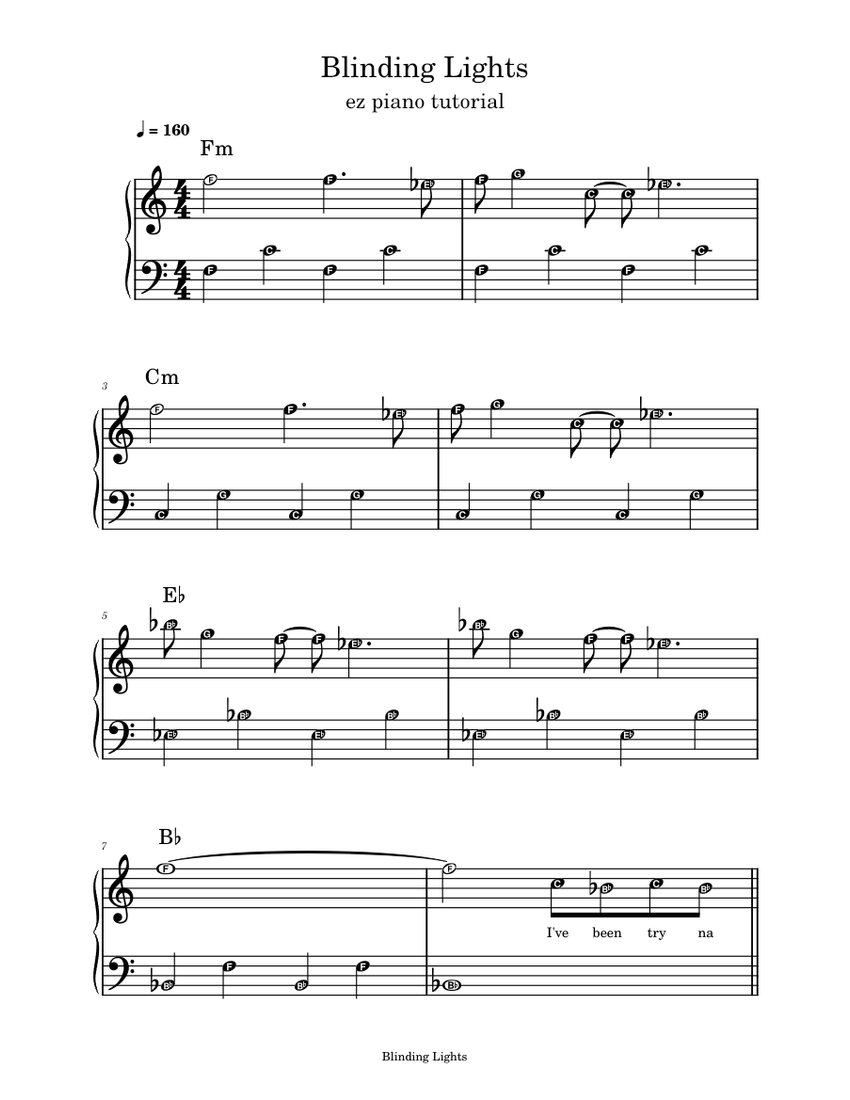 Blinding Lights Sheet music for Piano (Solo) | Musescore.com