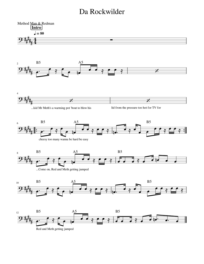 Method Man and Redman - Da Rockwilder Sheet Music for Piano (Solo) easy ...