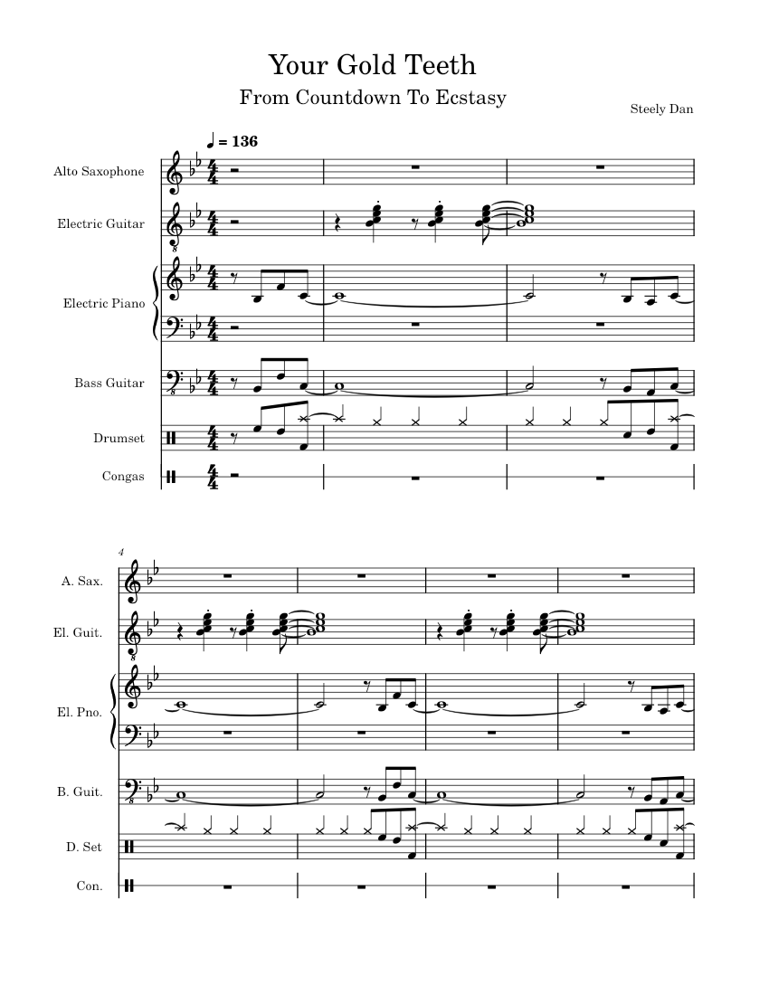 Your Gold Teeth – Steely Dan Sheet music for Piano, Saxophone alto ...