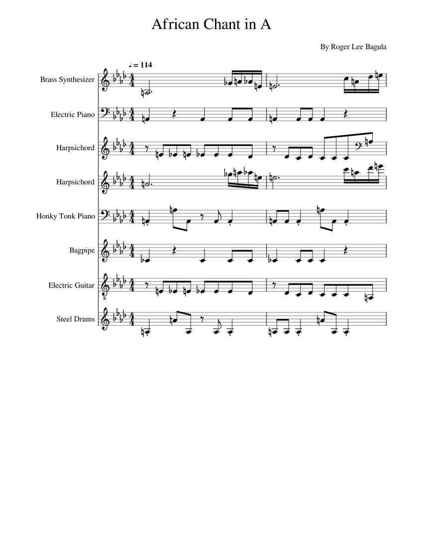 African Chant IN A Sheet music for Piano, Harpsichord, Guitar, Steel ...