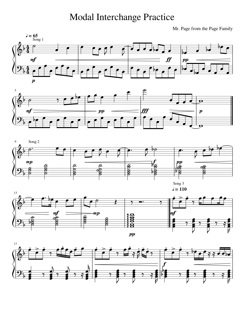 Modal Interchange Practice Sheet music for Piano (Solo) | Musescore.com