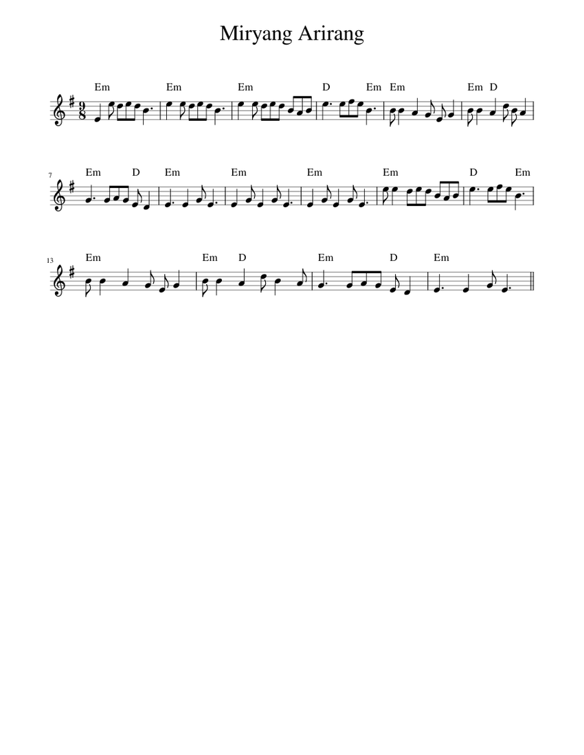 Miryang Arirang Sheet music for Piano (Solo) Easy | Musescore.com