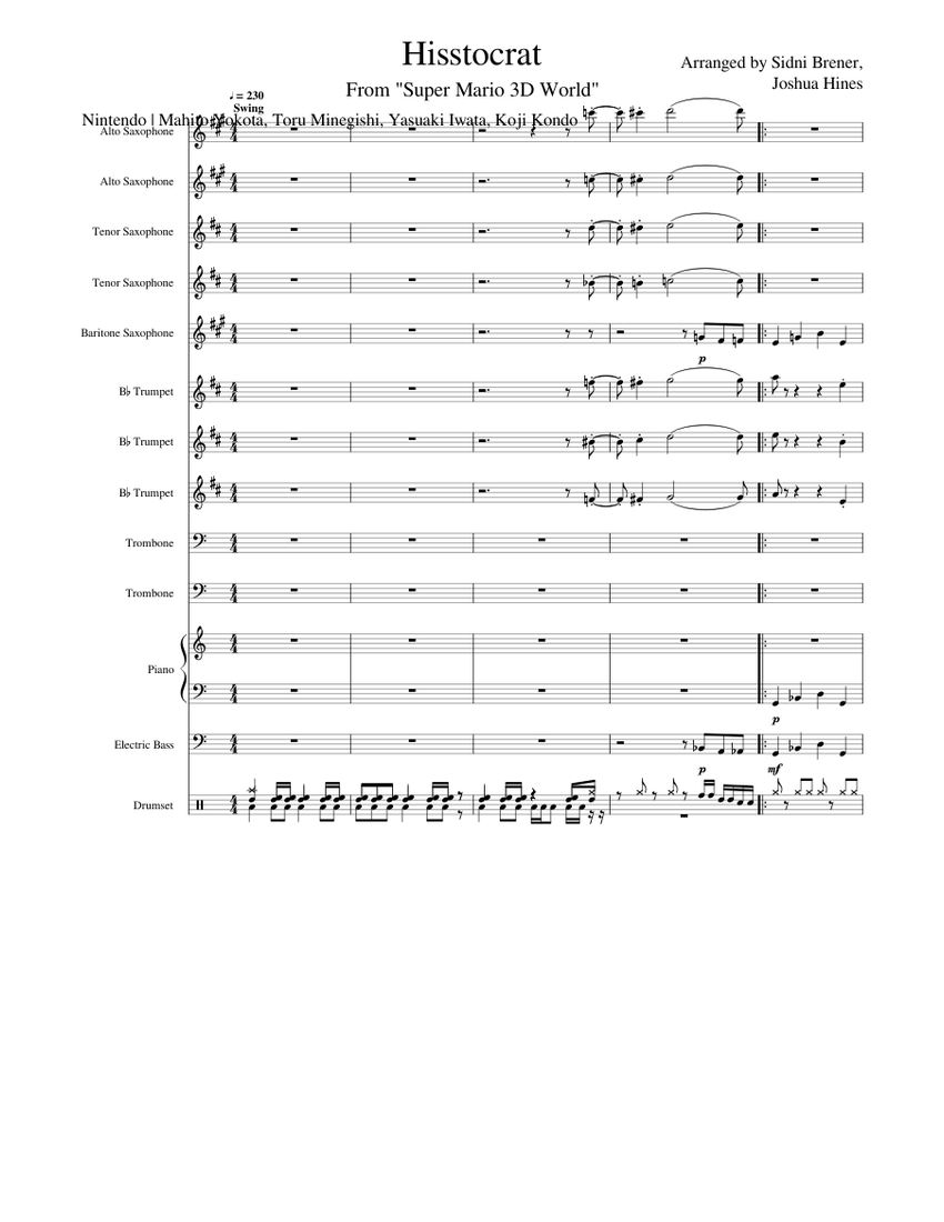 Hisstocrat for Big Band Sheet Music for Piano, Trombone, Saxophone alto ...