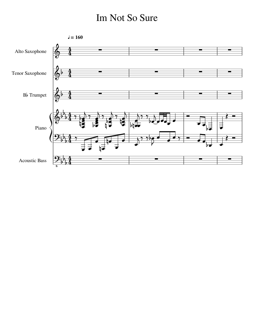 Im Not So Sure Sheet Music for Piano, Saxophone alto, Saxophone tenor ...
