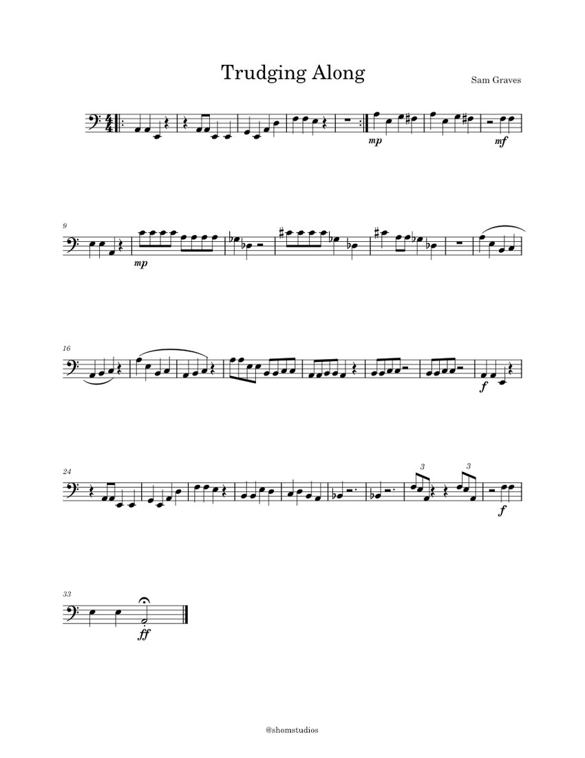 Trudging Along Sheet music for Trombone (Solo) | Musescore.com