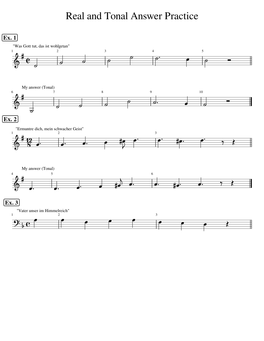 Real and Tonal Answer Practice Sheet music for Piano (Solo) Easy ...