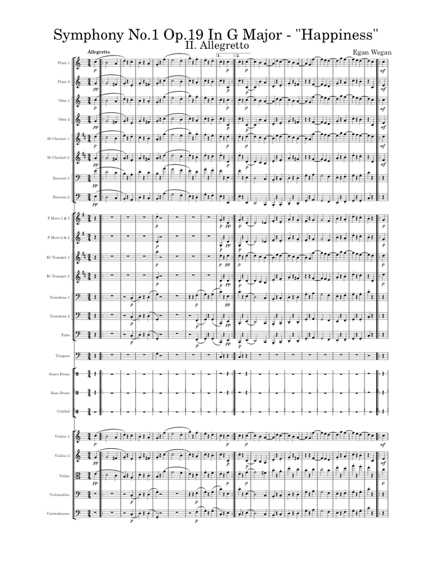 Symphony No.1 Op.19 In G Major - Happiness 2nd Movement Sheet music for Trombone, Tuba, Flute ...