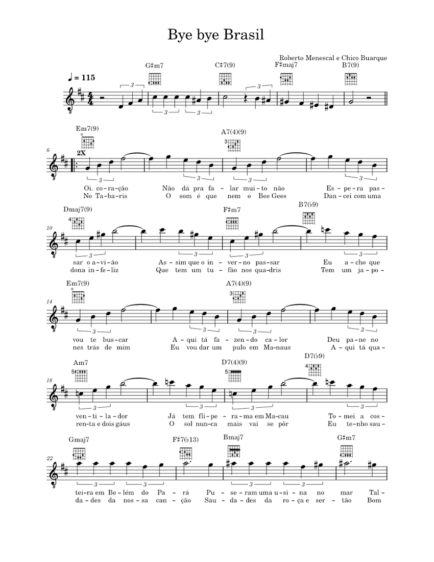 Bye bye Brasil – Roberto Menescal e Chico Buarque Bye bye Brasil ...