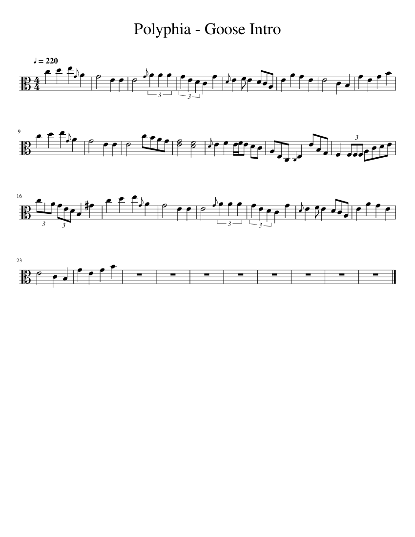 Polyphia - Goose Intro (Viola) Sheet Music for Viola (Solo) | MuseScore.com
