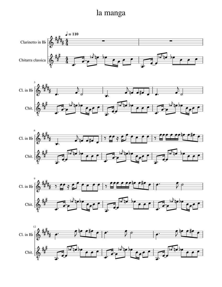 La Manga - Alberto, Josef Bratan Sheet music for Clarinet in b-flat ...