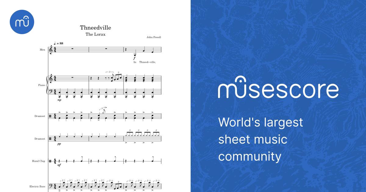 Thneedville – John Powell Sheet Music for Piano, Organ, Contrabass ...