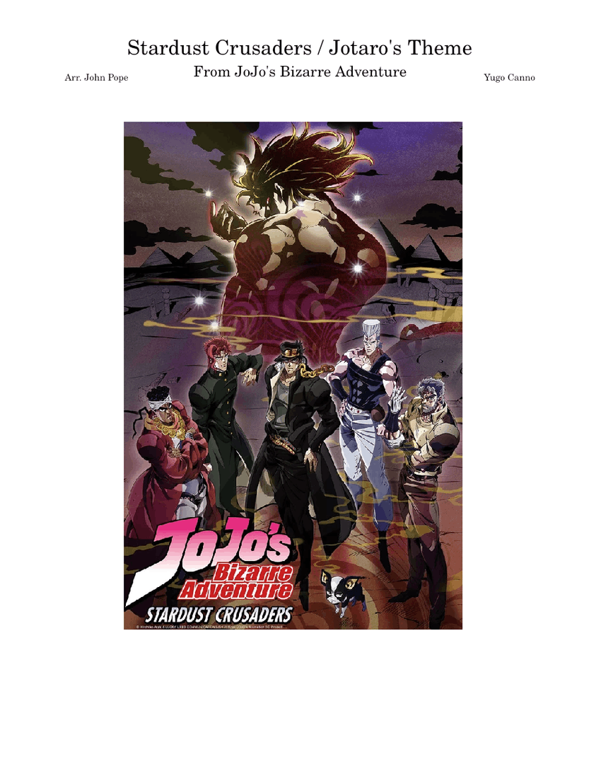 Stardust Crusaders / Jotaro's Theme Sheet music for Piano, Saxophone alto, Saxophone tenor ...