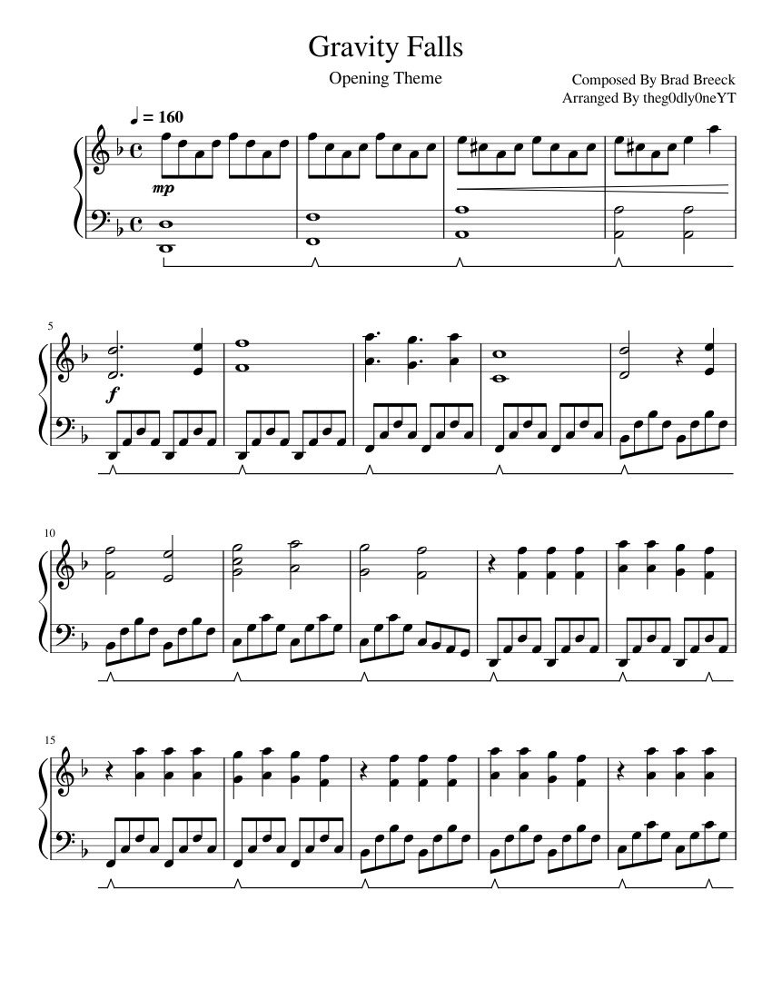 Gravity Falls- Easy Sheet music for Piano (Solo) | Musescore.com