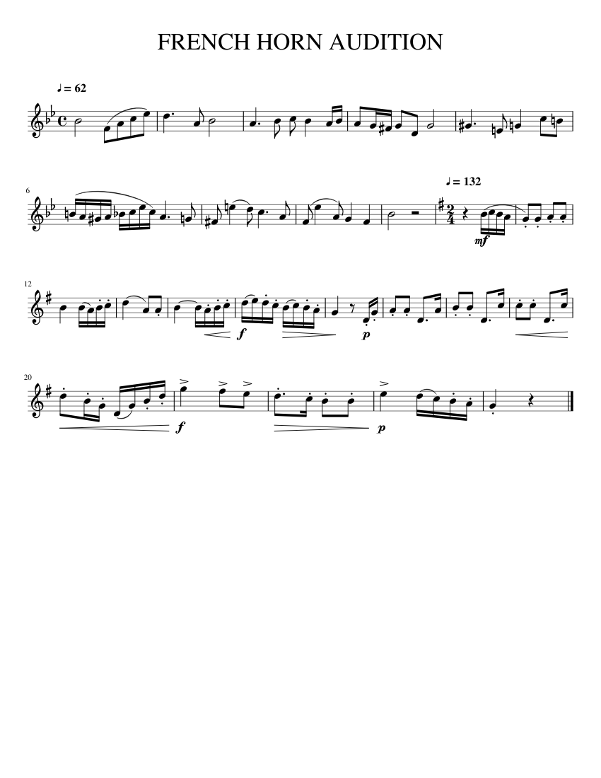 FRENCH HORN AUDITION Sheet Music for French horn (Solo) | MuseScore.com
