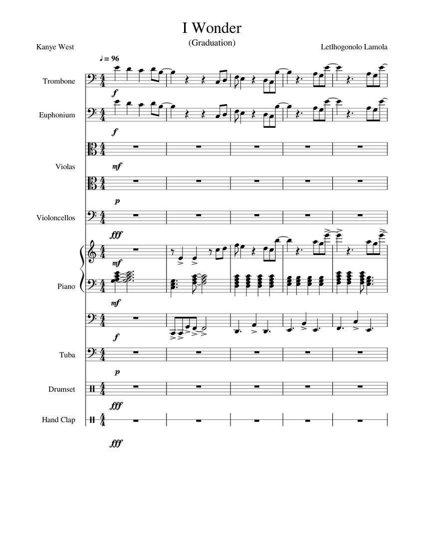 I Wonder Sheet Music for Piano, Trombone, Euphonium, Tuba & more ...