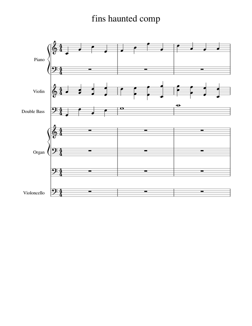 Fins haunted comp Sheet music for Piano, Harpsichord, Organ, Contrabass ...