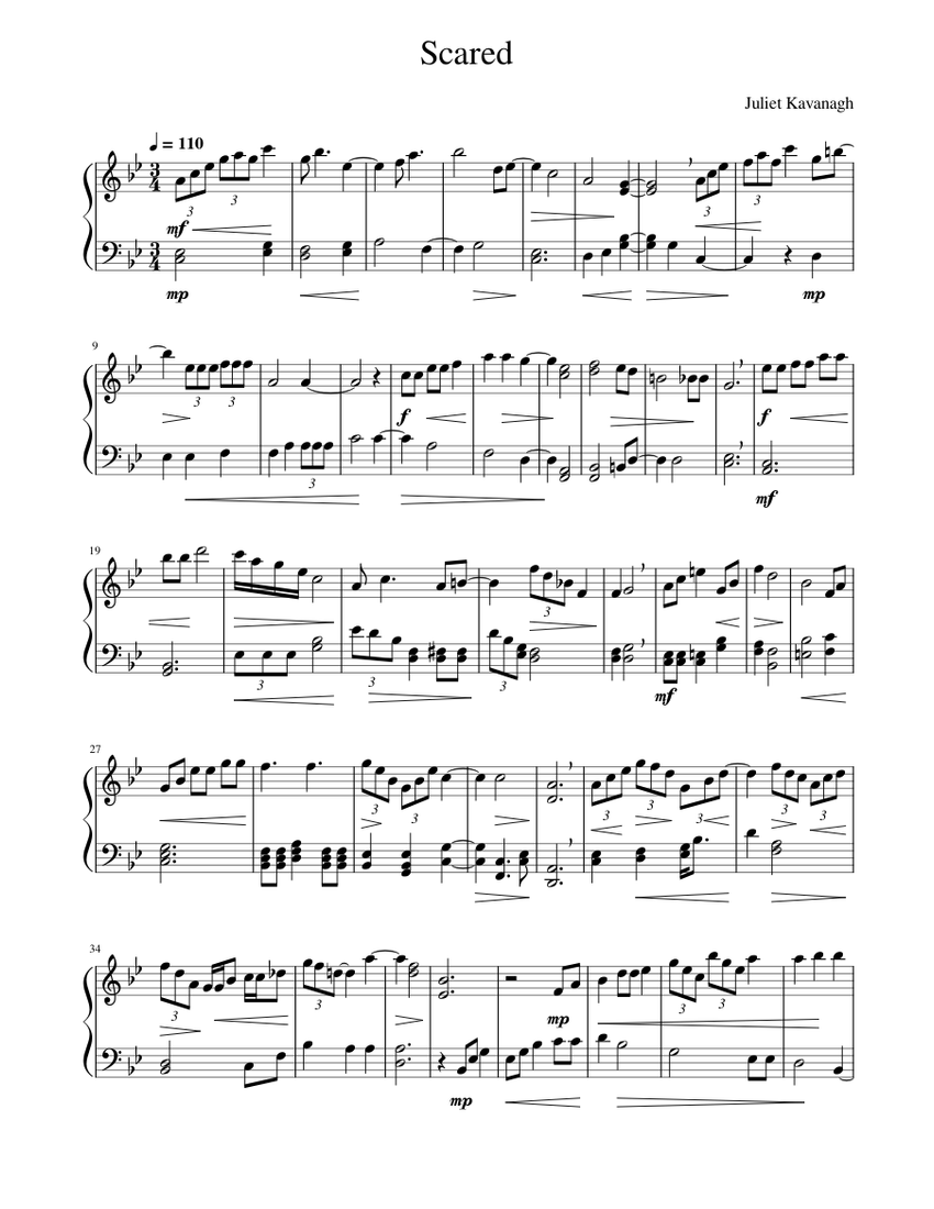 Scared Sheet music for Piano (Solo) | Musescore.com