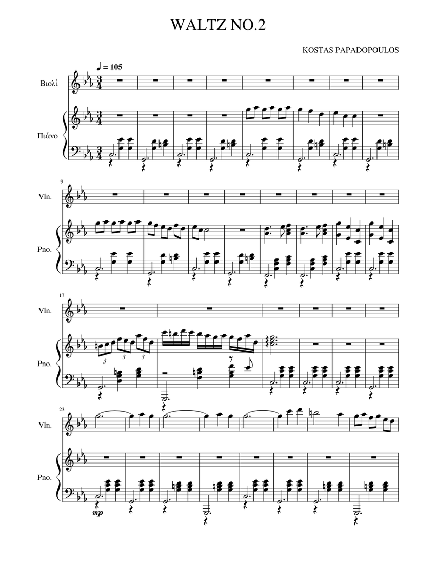 WALTZ_NO.2 Sheet music for Piano, Violin (Mixed Duet) | Musescore.com