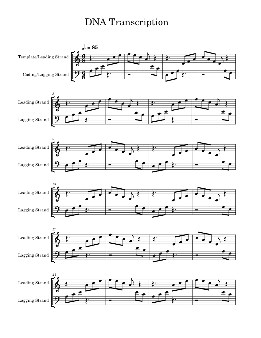 DNA Transcription - Vanessa Bionda Sheet music for Vibraphone, Glockenspiel, Marimba, Xylophone ...