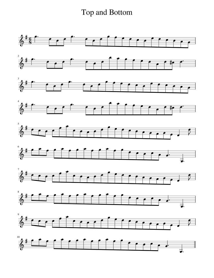 Top and Bottom Sheet Music for Piano (Solo) Easy | MuseScore.com