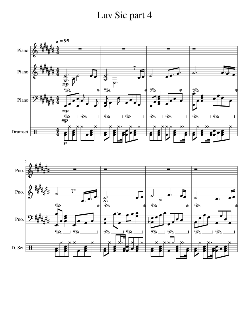 Luv (Sic) Part 4 - Nujabes Sheet music for Piano, Drum group (Mixed Quartet) | Musescore.com