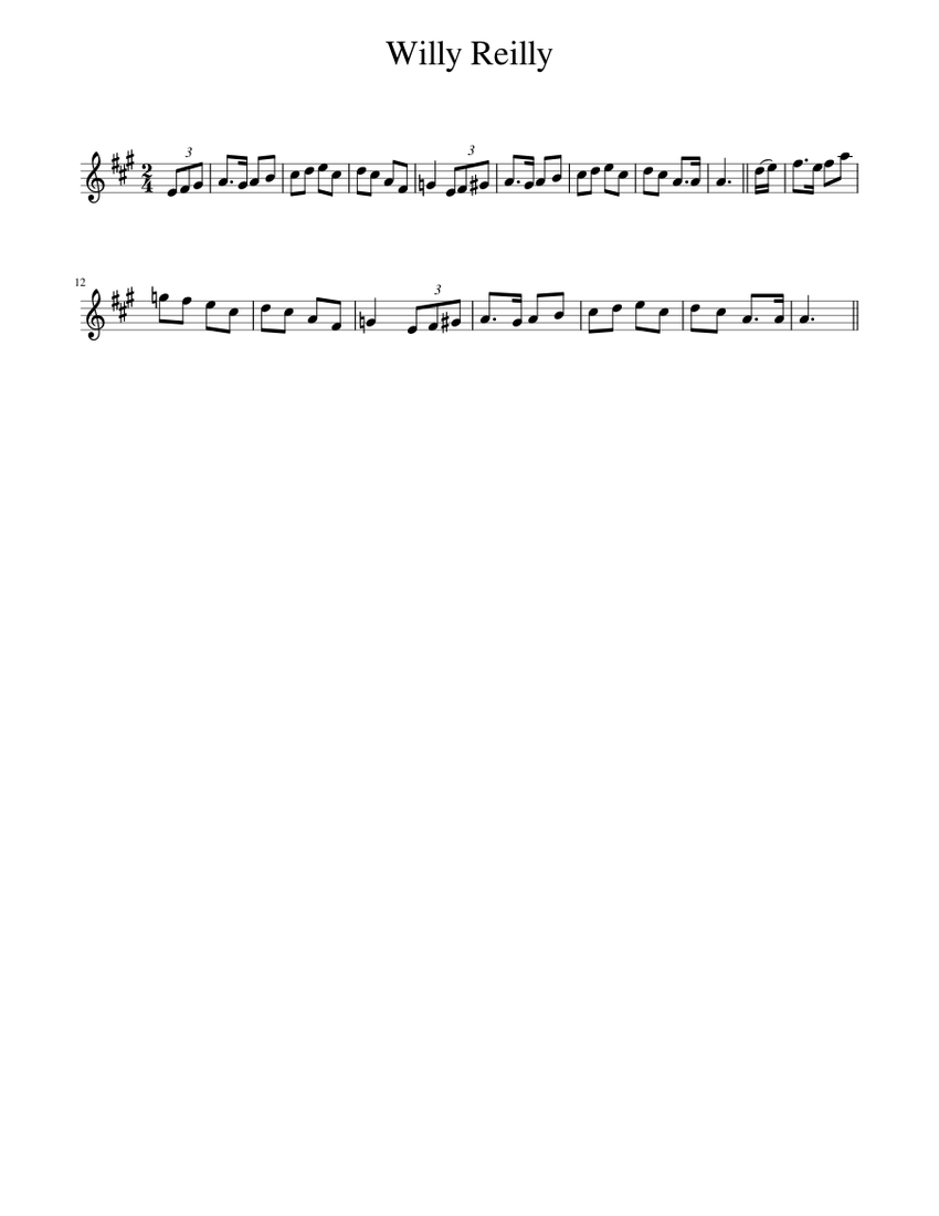Willy Reilly Sheet music for Piano (Solo) | Musescore.com