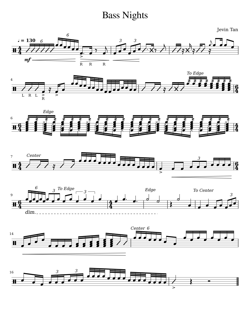 Bass_Nights Sheet music for Bass drum (Solo) | Musescore.com
