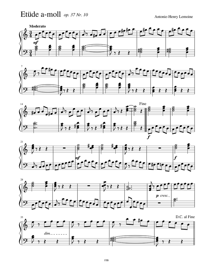 Etüde a-moll (Lemoine) Sheet music for Piano (Solo) Easy | Musescore.com