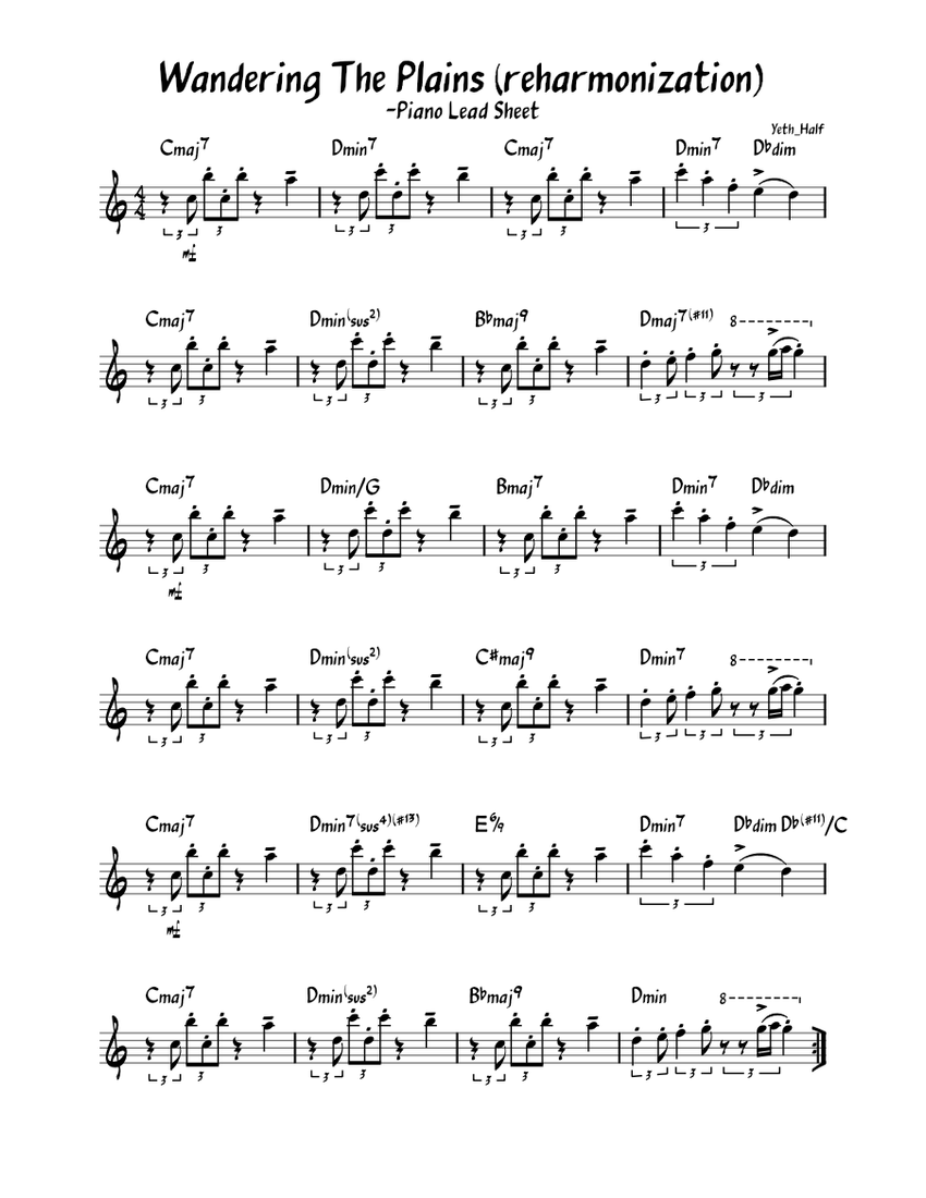 Wandering The Plains reharmonization Sheet Music for Piano (Solo) Easy ...