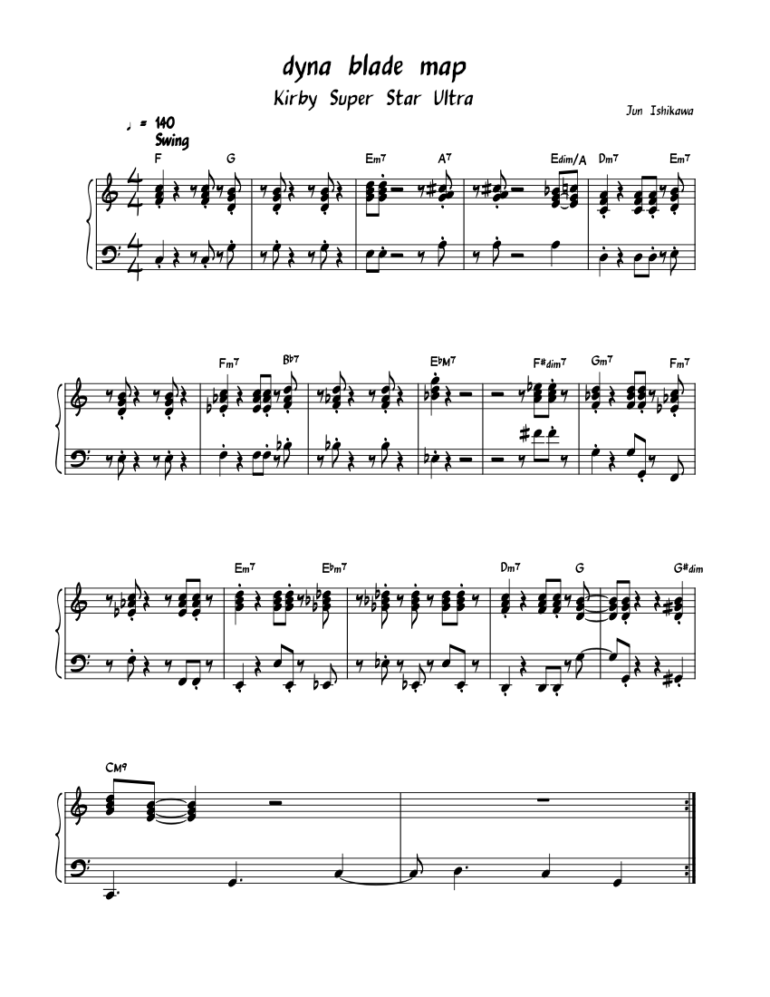 Dyna Blade Map - Kirby Super Star Ultra Sheet music for Piano (Solo ...
