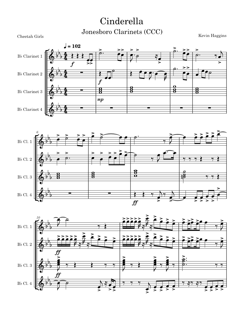 Cinderella – The Cheetah Girls Cinderella Sheet music for Clarinet in b ...