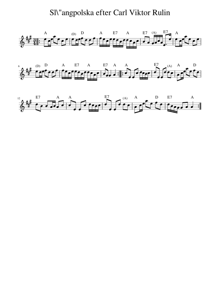 Sl\"angpolska efter Carl Viktor Rulin Sheet music for Piano (Solo ...