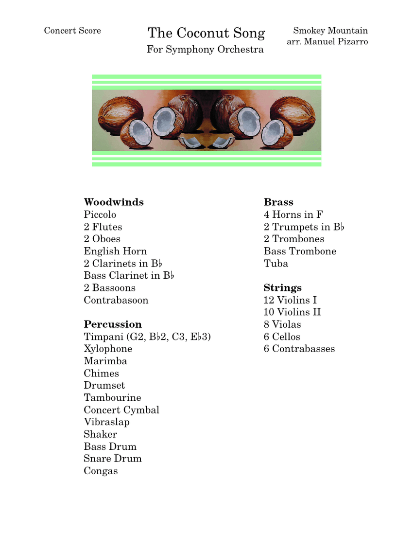 The Coconut Song (Da Coconut Nut) by Smokey Mountain Sheet music for ...