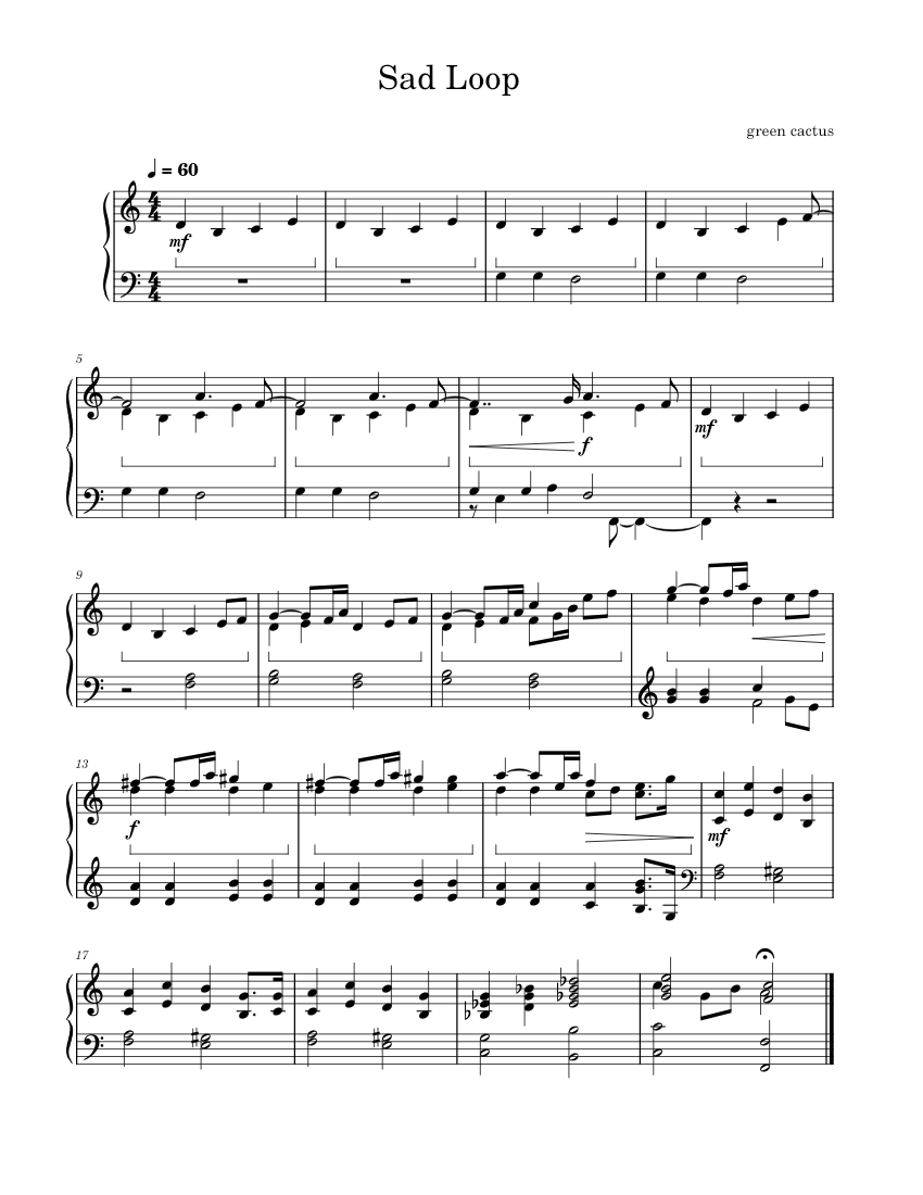 Sad Loop Sheet Music for Piano (Solo) Easy | MuseScore.com